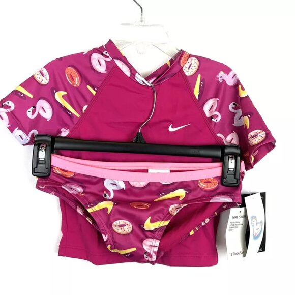 Nike | Swim | Nike Girls Pink Rash Guard Short Sleeve Shirt And Bikini ...